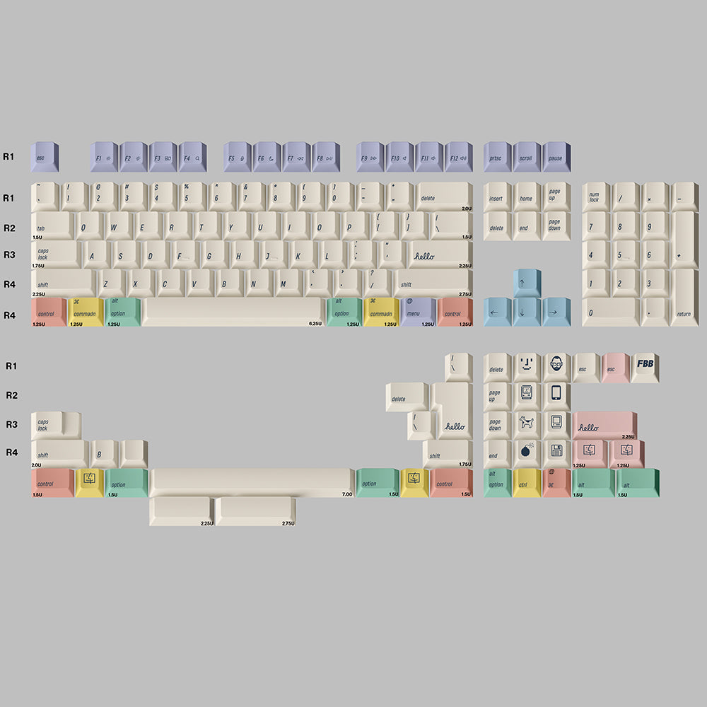 FBB 2100 Retro Creamy White Cherry Profile Keycaps Set – mechkeysshop