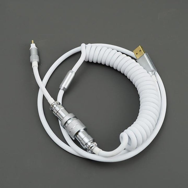 YUNZII Silver White Custom Coiled Aviator USB Cable – mechkeysshop